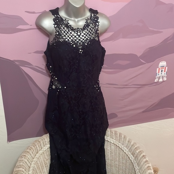 Jodi Kristopher | Dresses | Jodi Kristopher Navy Glitter Formal Long ...